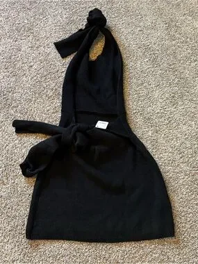 Free People | Dresses | Free People Black Backless Knit Mini Dress ...